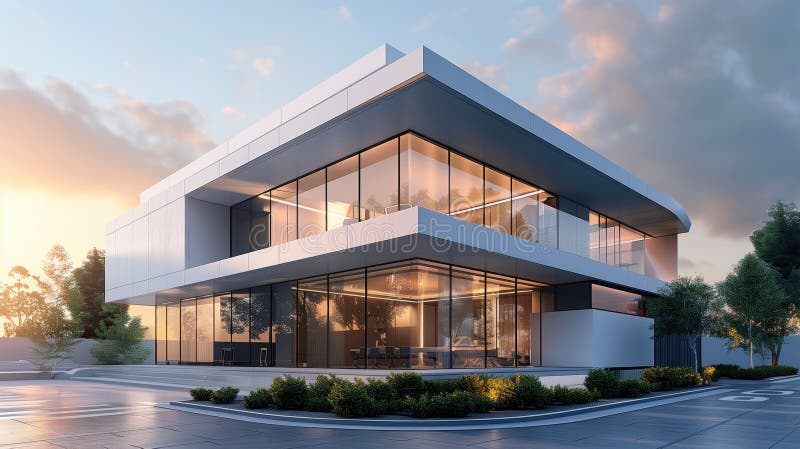 3d Render of Modern Data Center Office Building with Glass Facade and ...