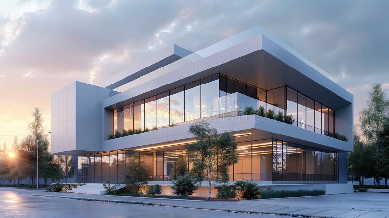 3d Render of Modern Data Center Office Building with Glass Facade and ...