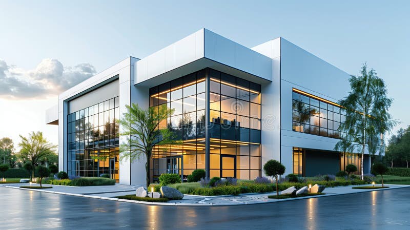 3d Render of Modern Data Center Office Building with Glass Facade and ...
