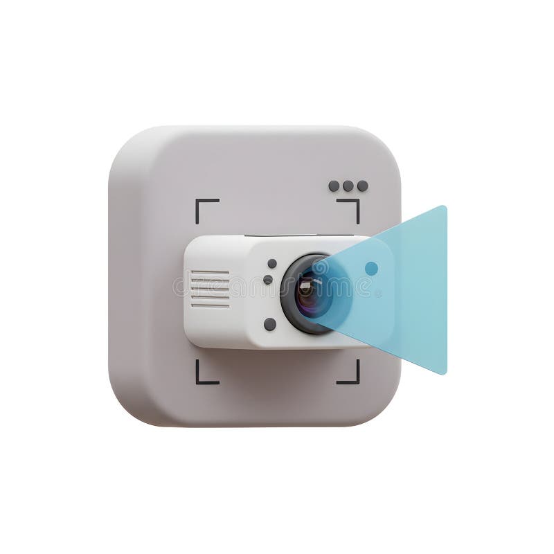 3D Render of a Modern Digital Camera App Icon with Focus and Viewfinder ...