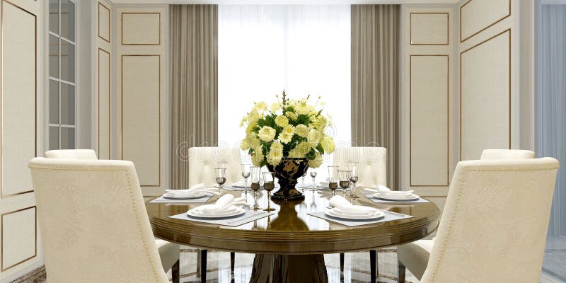 3d render dining table stock illustration. Illustration of degrees ...