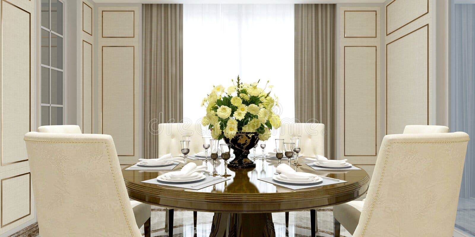 3d render of dining room stock illustration. Illustration of home ...