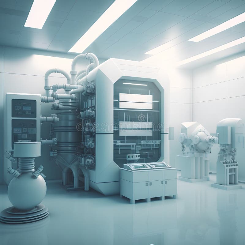 3d Render of Modern Factory Interior with Equipment and Glass Wall ...