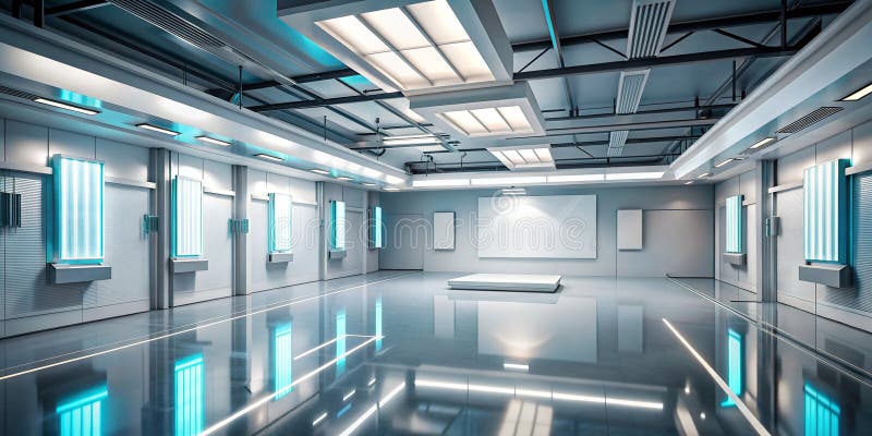 3d Render of Modern Hospital Corridor Interior Design with Lights and ...