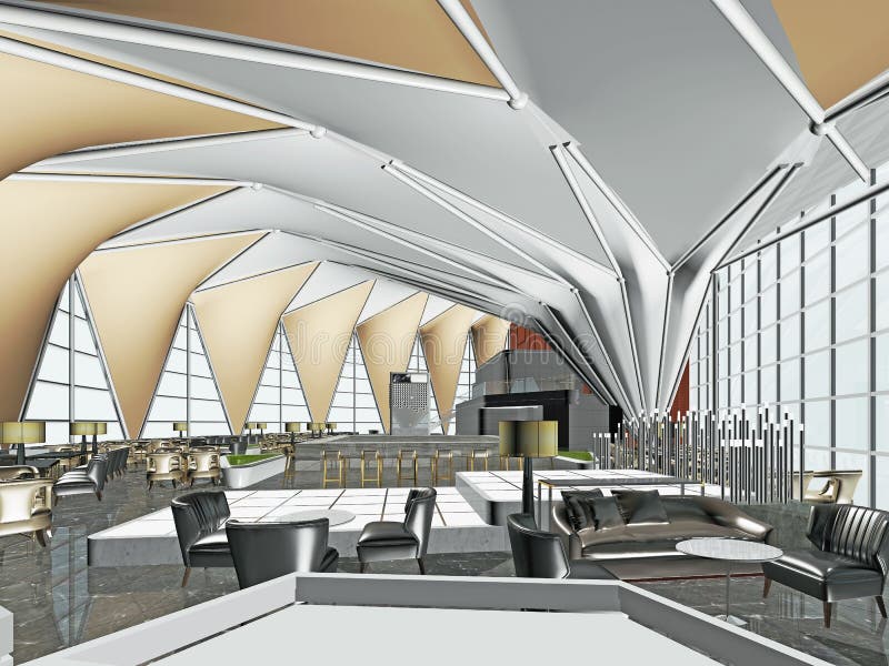 3d Render of Modern Hotel Restaurant Cafe Stock Illustration ...