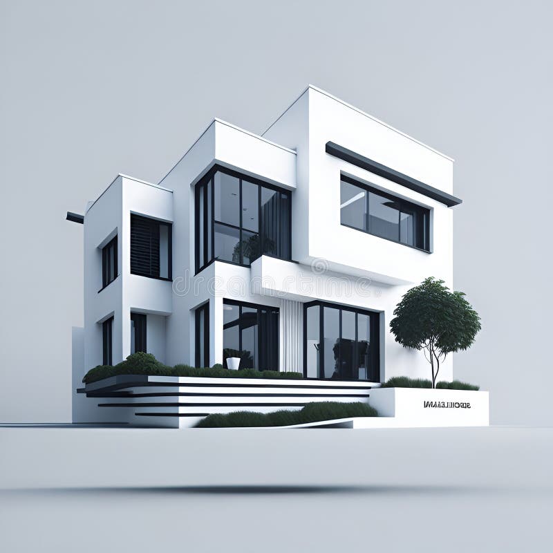 3d Render of a Modern House 3d Render of a Modern Building Stock ...