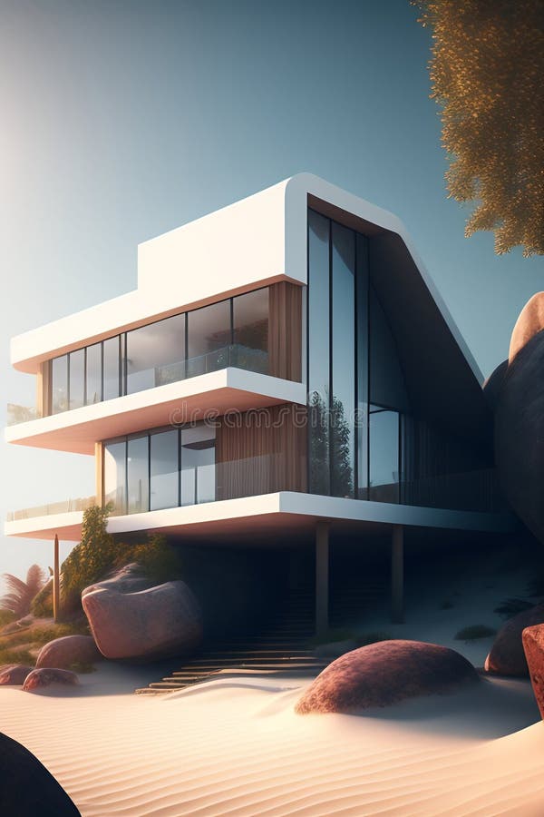 A 3D Render of a Modern House with Clean Lines and Sleek Design ...