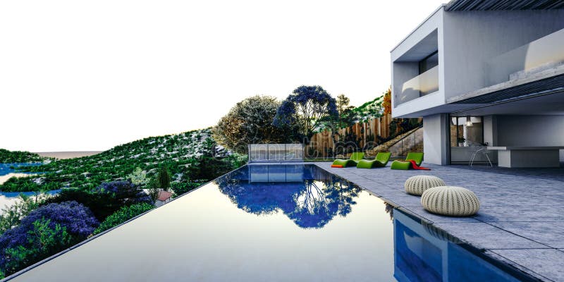 3d Render of Modern House Exterior Stock Illustration - Illustration of ...