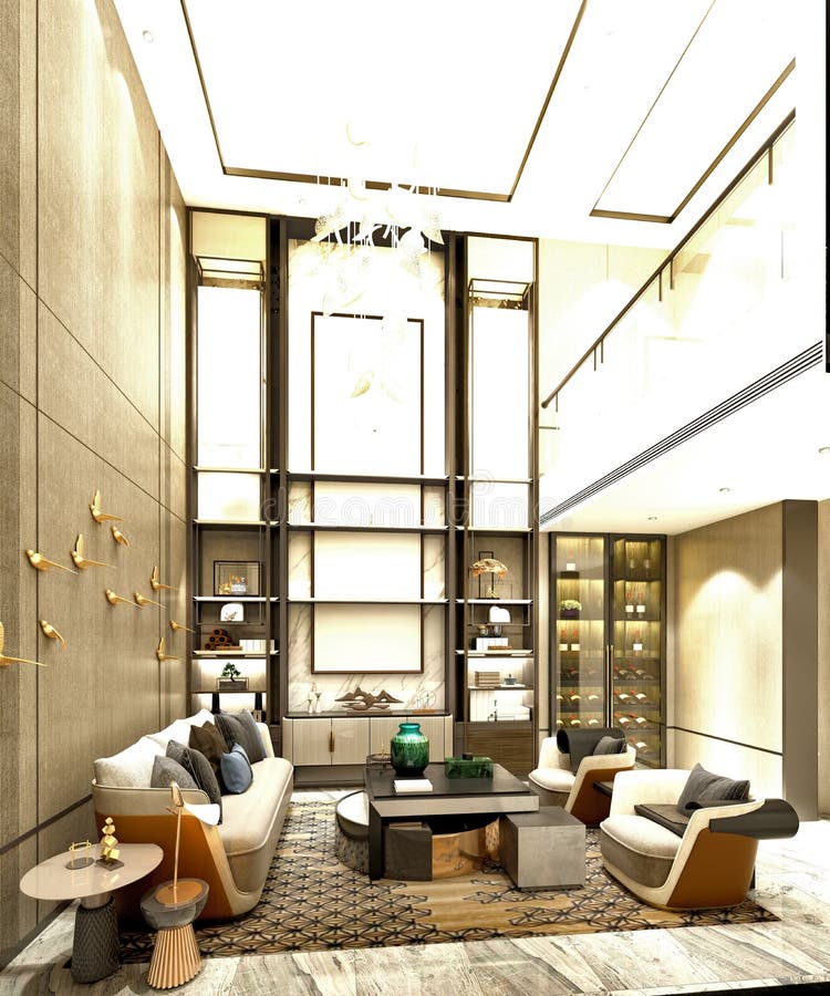 3d Render Modern House Interior Stock Illustration - Illustration of ...