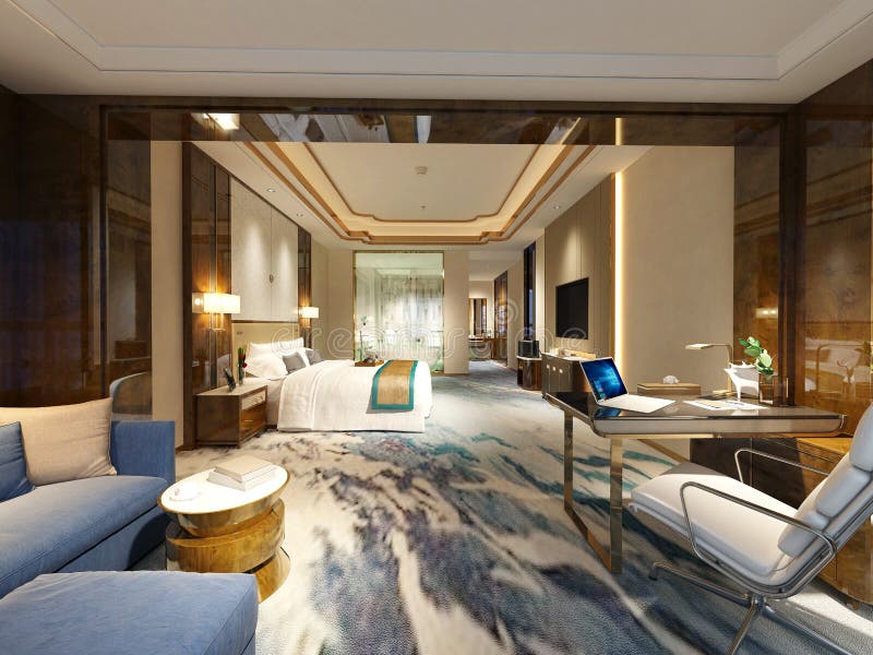 3d render of hotel room stock illustration. Illustration of ...