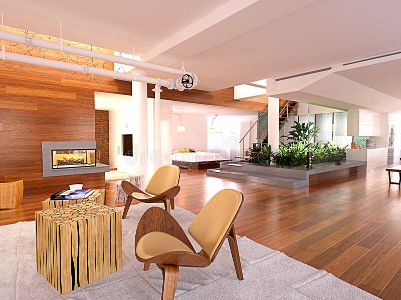 3d render of modern house stock illustration. Illustration of ceiling ...