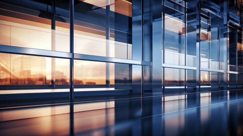 3d Render of Modern Office Building with Glass Windows and City View ...