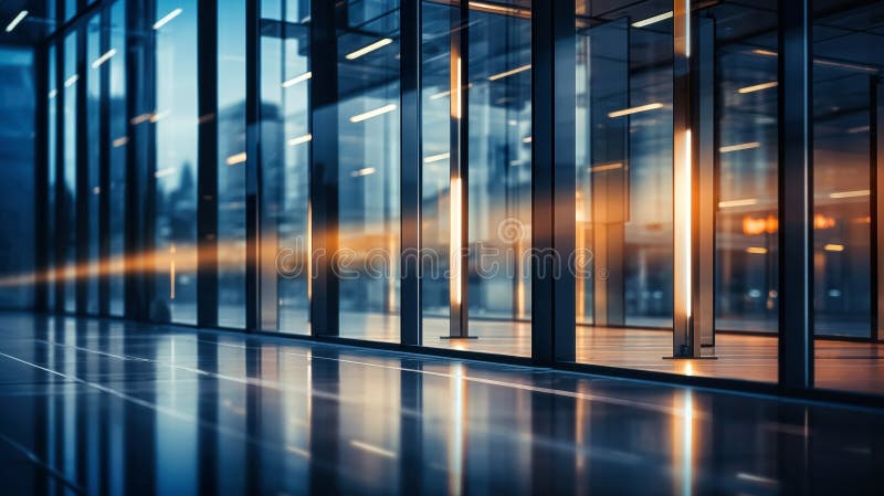 3d Render of Modern Office Building with Glass Windows and City View ...