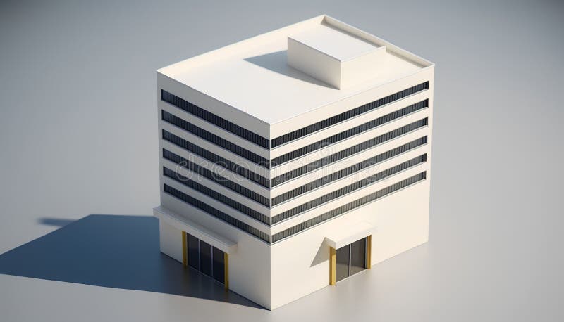 3D Render of a Modern Office Building with Shadow on the Wall Stock ...