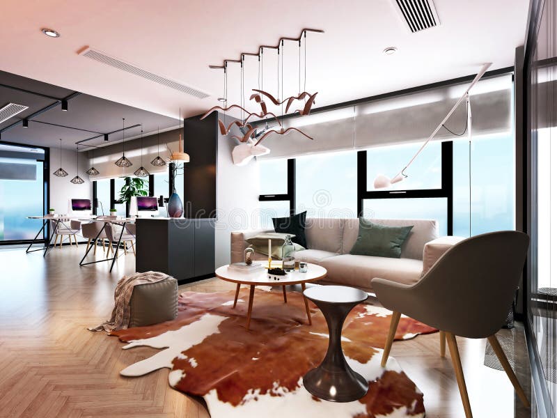3d render of modern office stock illustration. Illustration of color ...