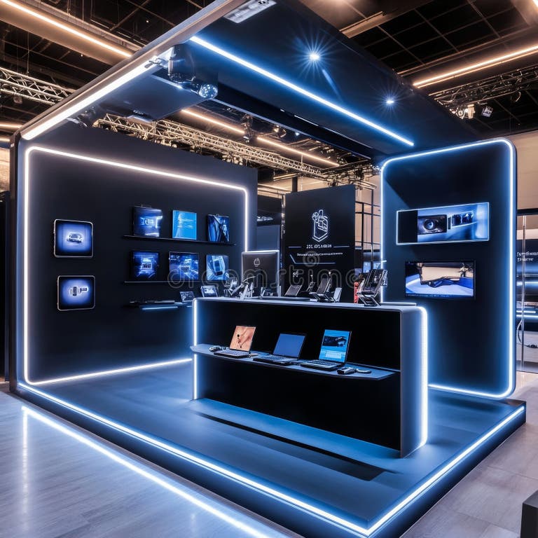 3d Render of a Modern Office Interior with Computers and Monitors ...