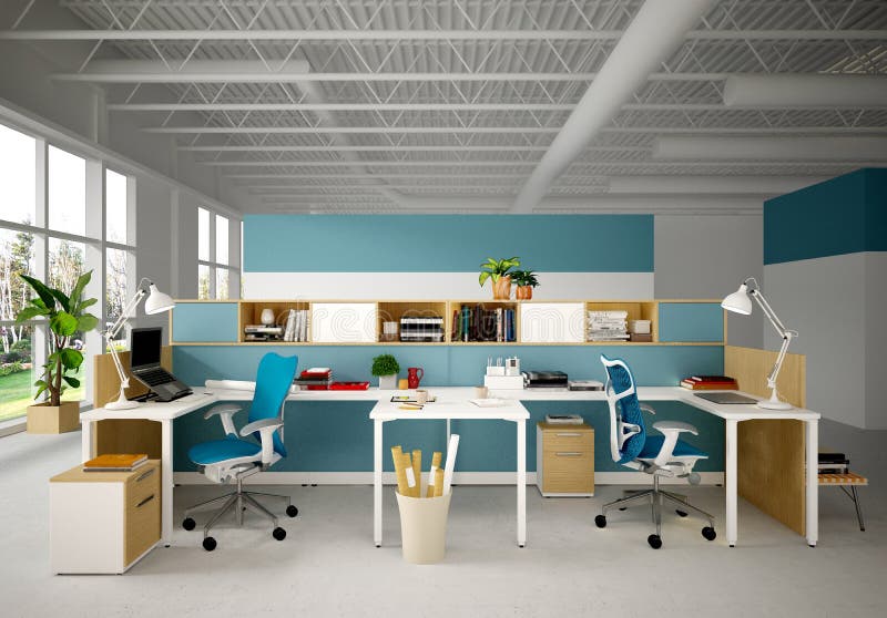 3d render of modern office stock illustration. Illustration of design ...
