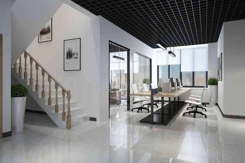 3d render modern office stock illustration. Illustration of interior ...