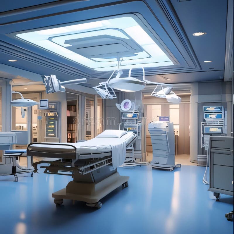 3d Render of a Modern Operating Room with a Bed and Equipment Stock ...