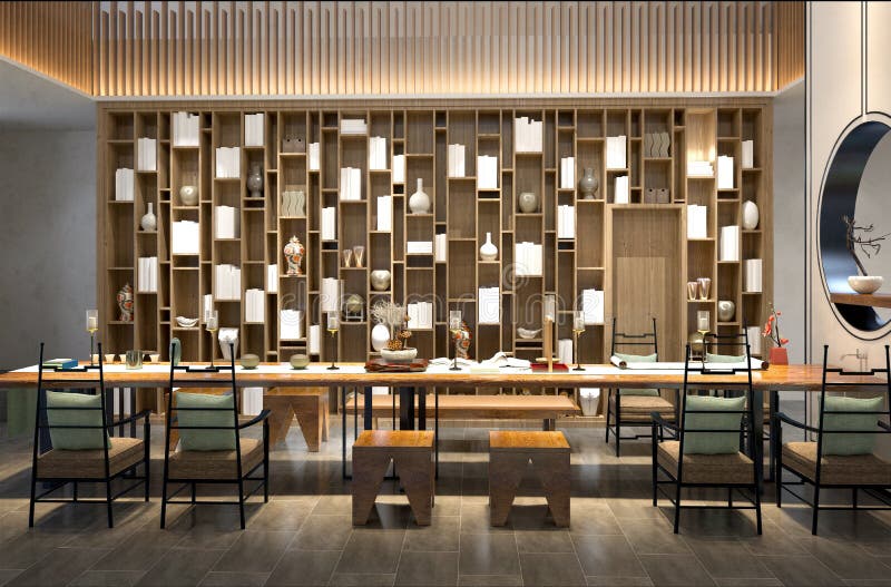 3d Render of Modern Sales Showroom Stock Illustration - Illustration of ...