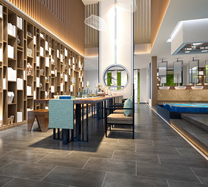 3d Render of Modern Sales Showroom Stock Illustration - Illustration of ...