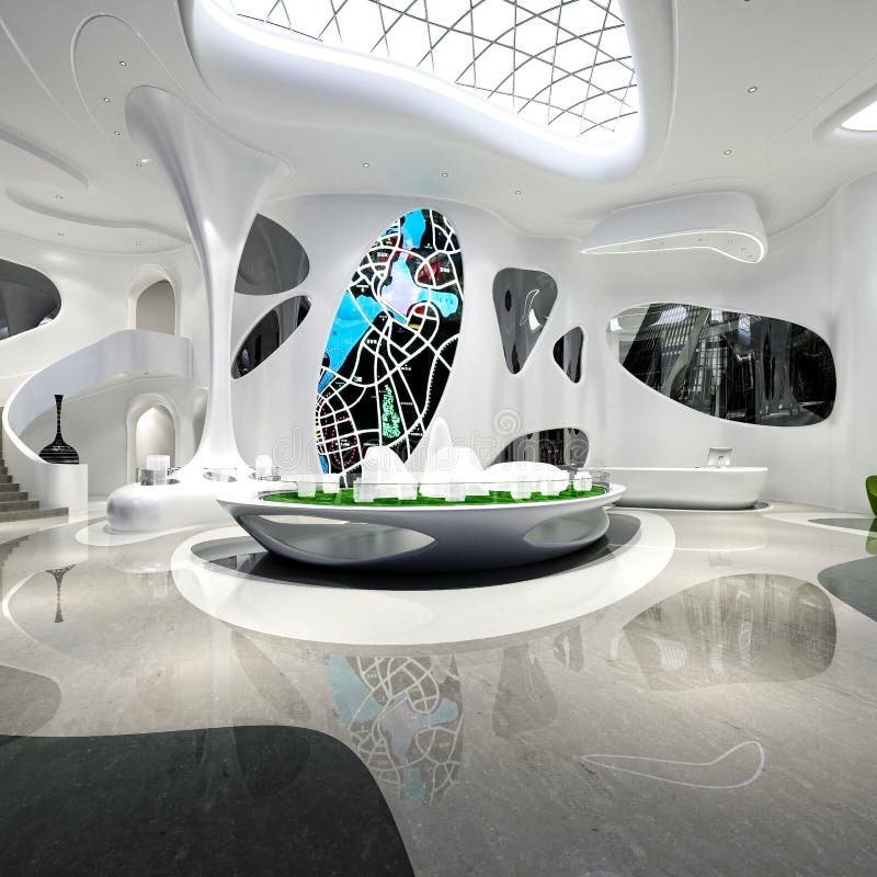 3d Render of Modern Showroom Stock Illustration - Illustration of floor ...