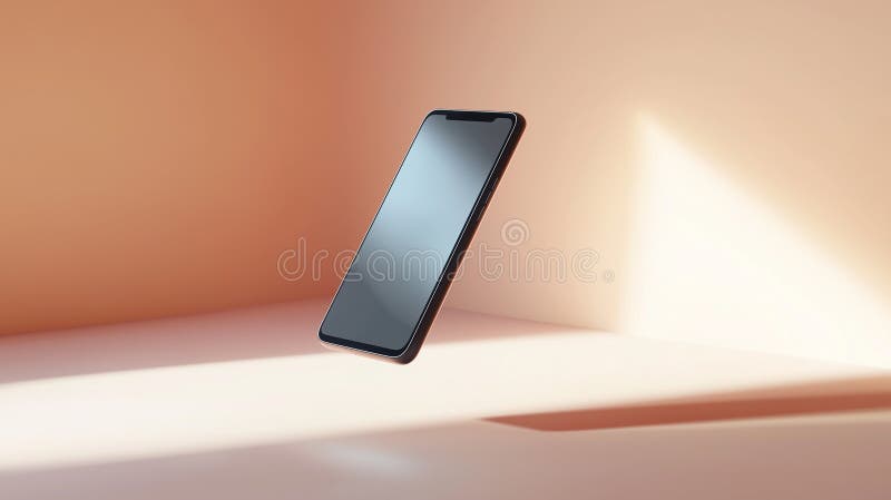 3D Render of Modern Smartphone Floating in a Minimalistic Setting ...