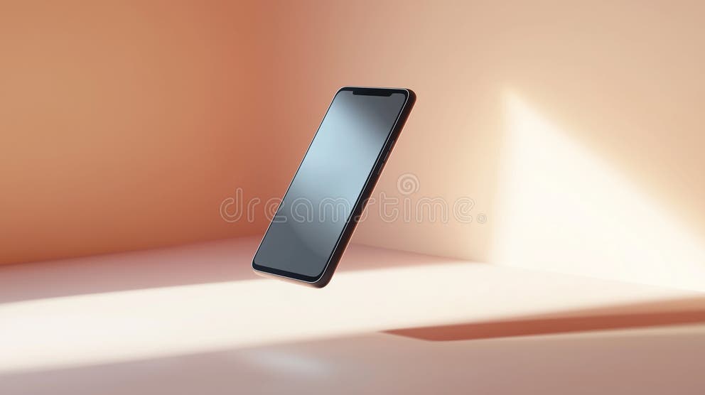 3D Render of Modern Smartphone Floating in a Minimalistic Setting ...