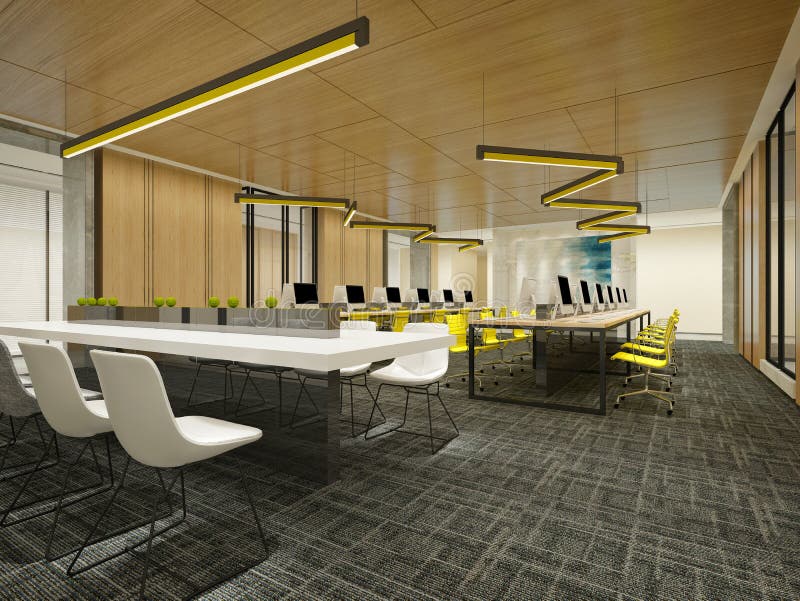 3d Render Modern Working Office Stock Illustration - Illustration of ...