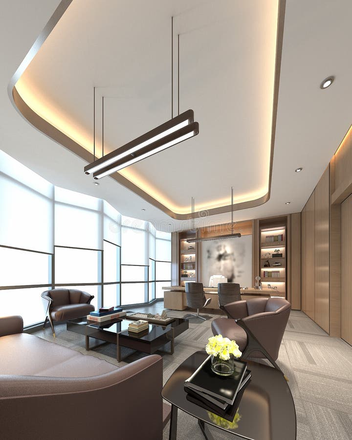 3d Render of Office Interior Stock Illustration - Illustration of ...