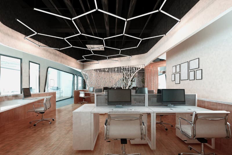 3d render working office stock illustration. Illustration of clean ...