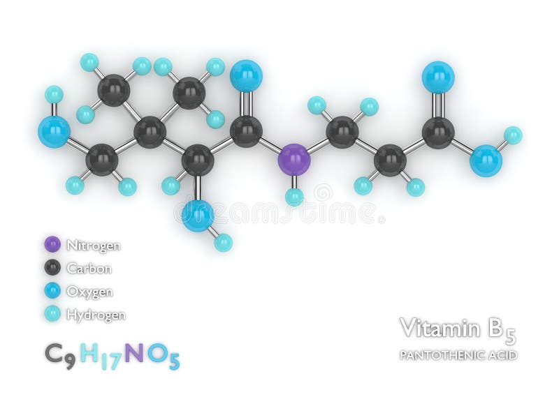 Vitamin B5 Molecule With Chemical Formula Stock Illustration ...