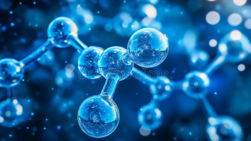 3D Render of Molecular Structure with Blue Background Stock ...