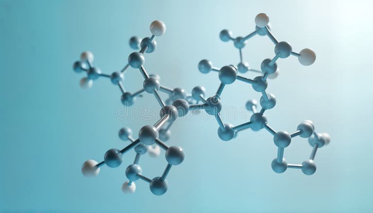 3D Render of Molecular Structure. Complex Molecule Shows Atoms, Bonds ...