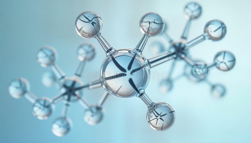 3d Render of Molecular Structure. Transparent Spheres Linked by Rods ...