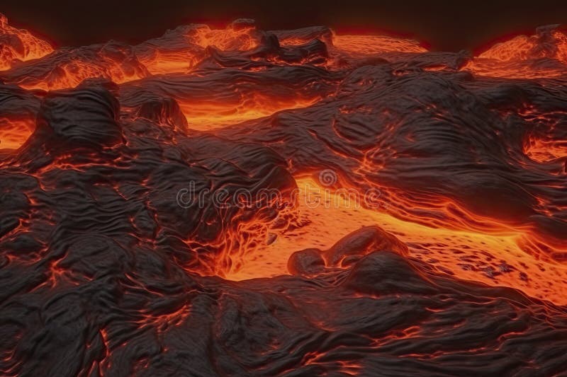 3D Render Molten Lava Texture Background. Lava Was in the Cracks of the ...