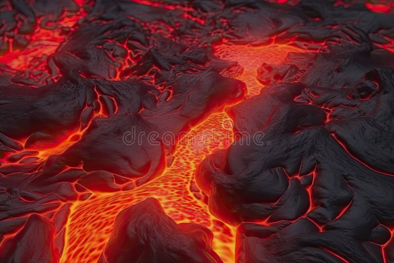 3D Render Molten Lava Texture Background. Lava Was in the Cracks of the ...