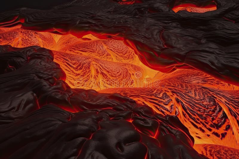 3D Render Molten Lava Texture Background. Lava Was in the Cracks of the ...