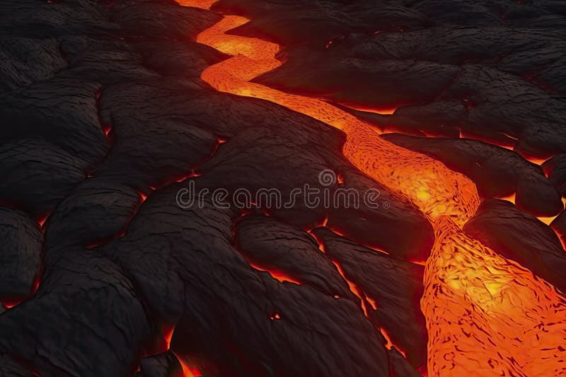 3D Render Molten Lava Texture Background. Lava Was in the Cracks of the ...