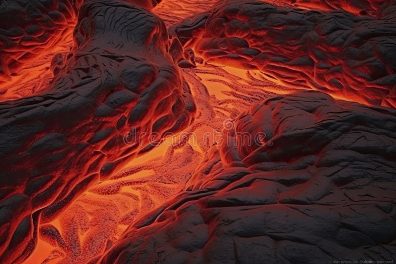 3D Render Molten Lava Texture Background. Lava Was in the Cracks of the ...
