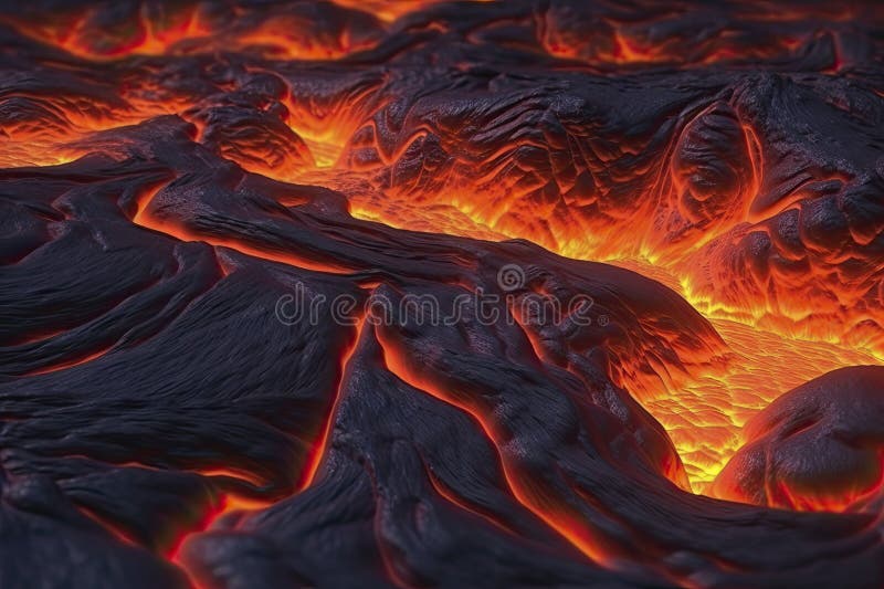 3D Render Molten Lava Texture Background. Lava Was in the Cracks of the ...