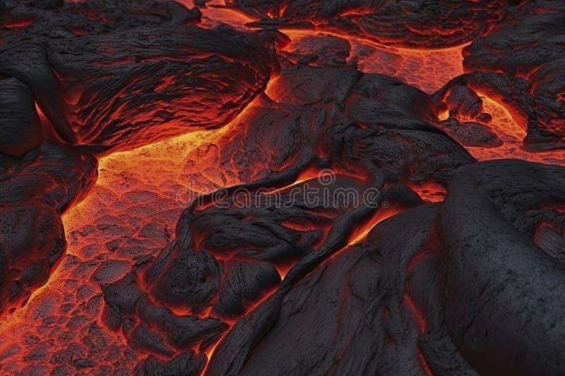 3D Render Molten Lava Texture Background. Lava Was in the Cracks of the ...