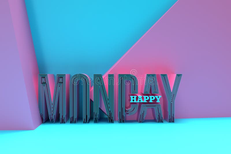 3D Render Monday Text Flyer Poster 3D Illustration Design Stock ...