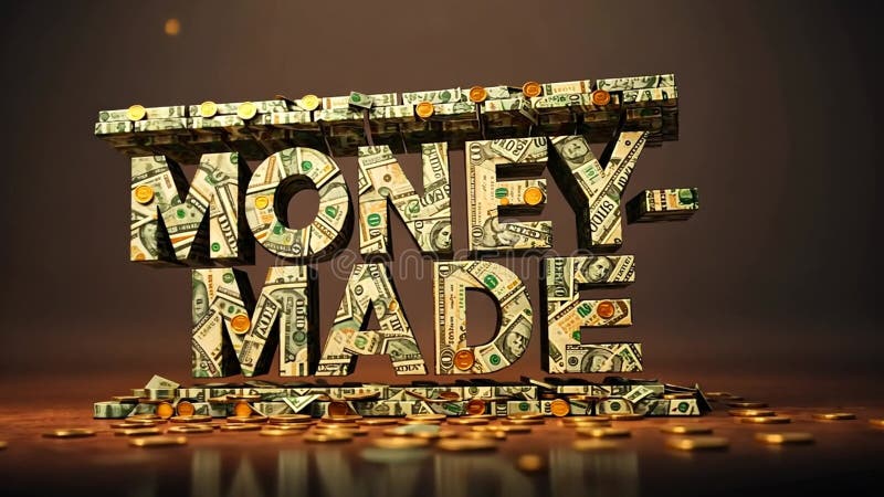 Money Made: a 3D Rendering of the Words Money Made Constructed from US ...