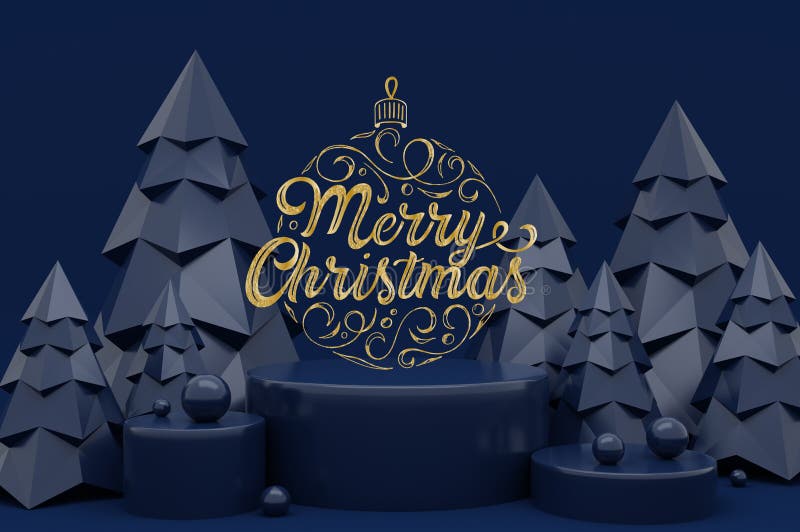 3d Render of Monochromatic Podium at Christmas Concept with Decoration ...