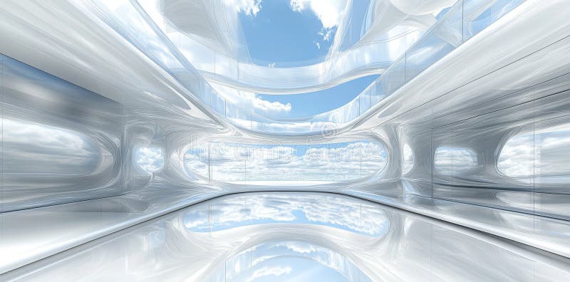 A 3D Render of a Morning Scene Featuring a Glass Building in ...