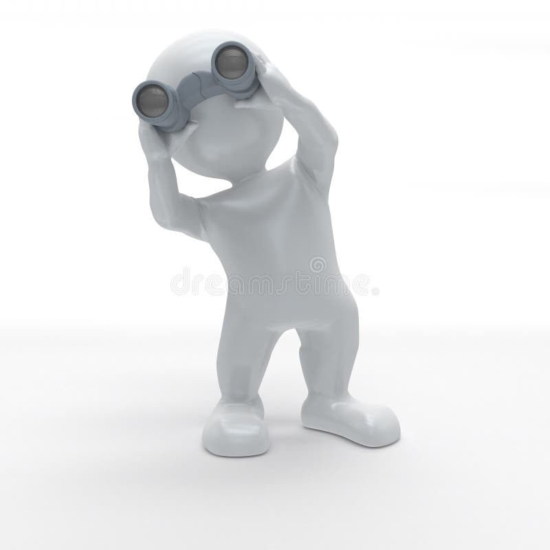 3D Morph Man Searching with Magnifying Glass Stock Illustration ...