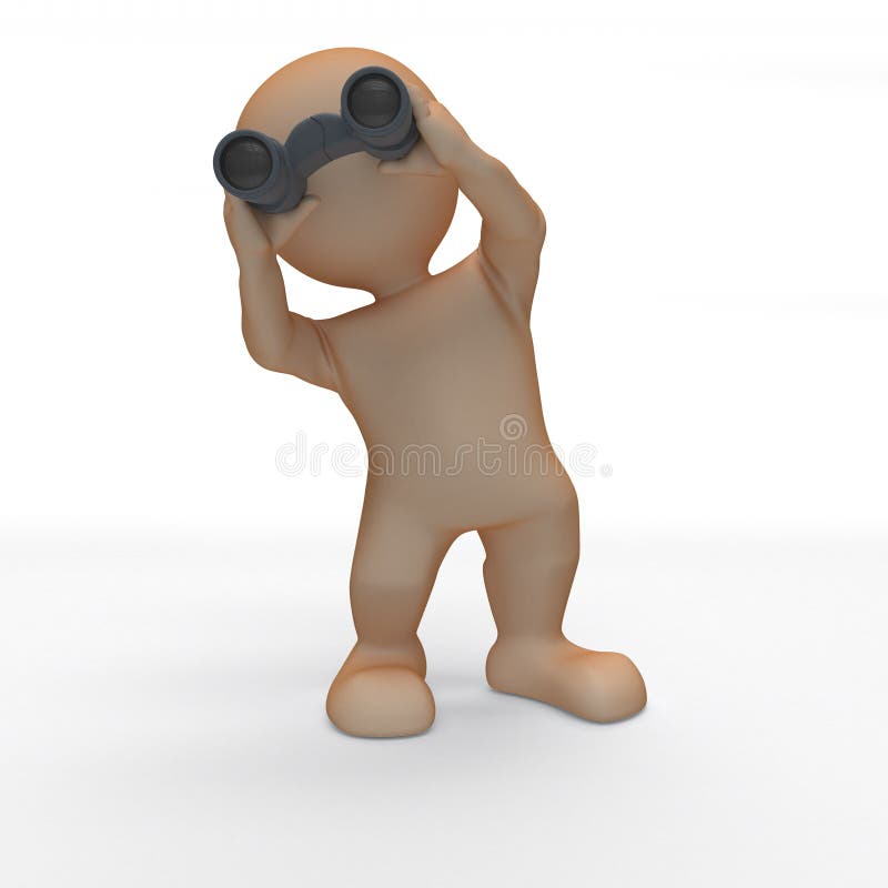 3D Morph Man Searching with Magnifying Glass Stock Illustration ...