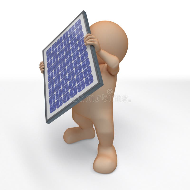 3D Morph Man with Solar Panel Stock Illustration - Illustration of ...