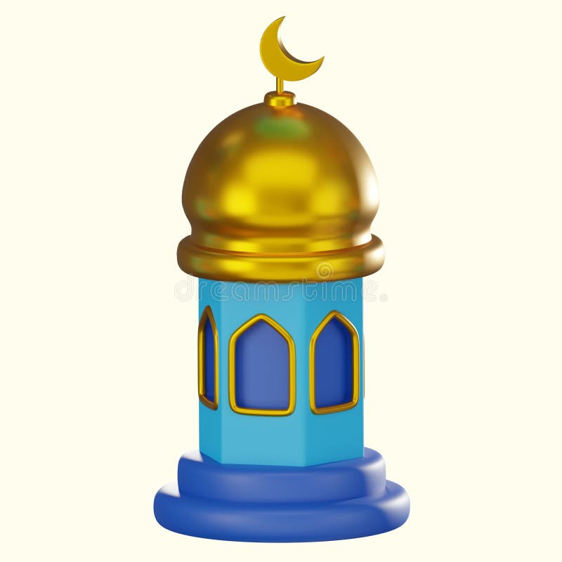 3D Render, Mosque Dome with Islamic Architectural Elements, Icon ...